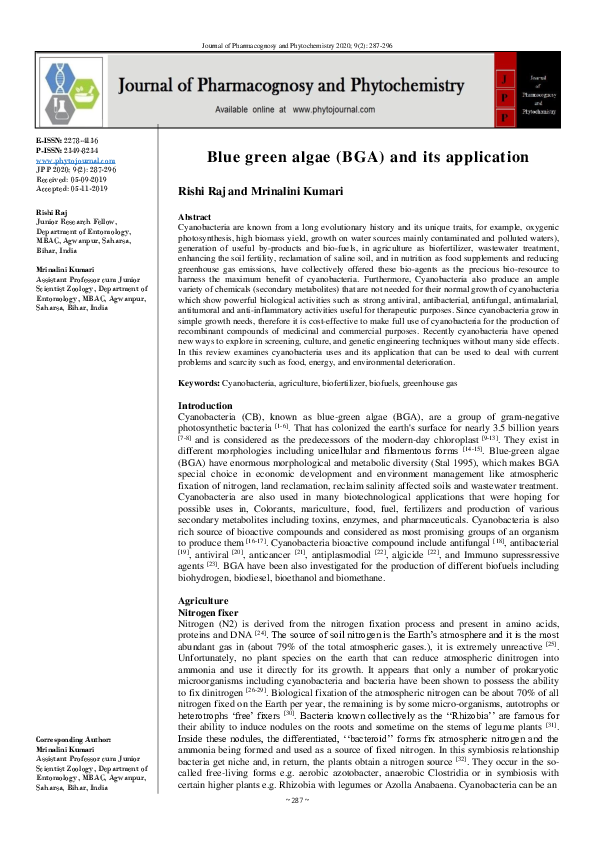 (PDF) Blue green algae (BGA) and its application