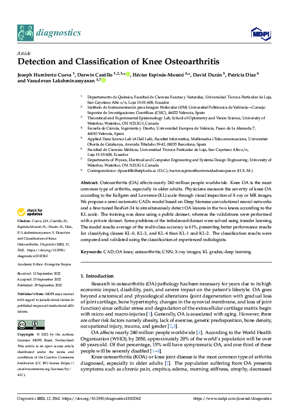 (PDF) Detection and Classification of Knee Osteoarthritis