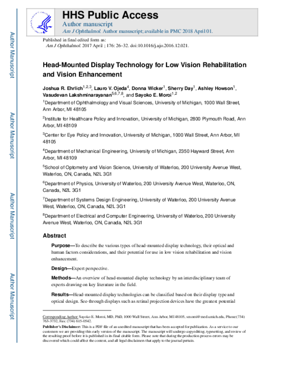 (PDF) Head-Mounted Display Technology for Low-Vision Rehabilitation and ...