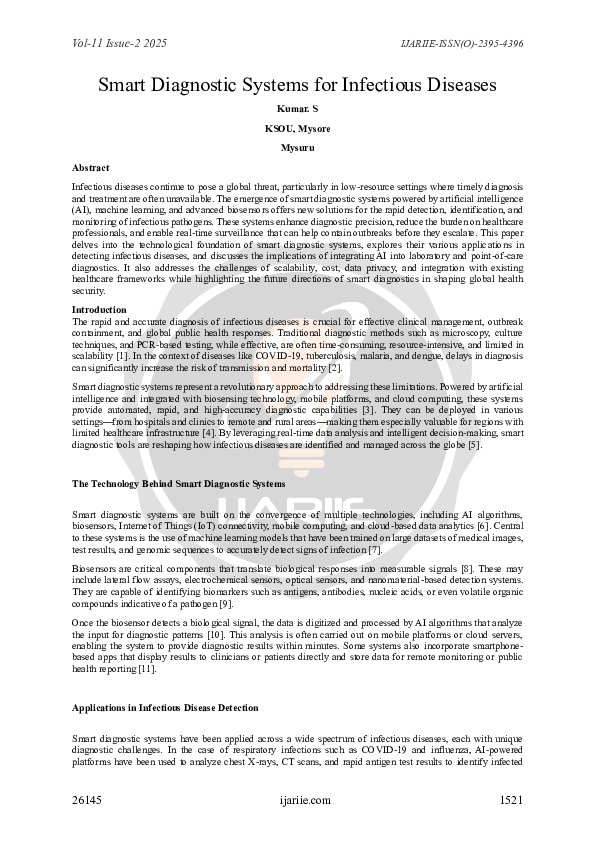 (PDF) Smart Diagnostic Systems for Infectious Diseases