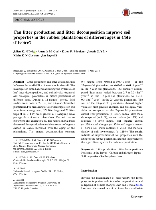 (PDF) Can litter production and litter decomposition improve soil ...
