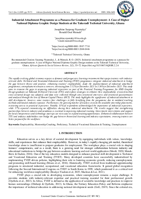 (PDF) Industrial Attachment Programme as a Panacea for Graduate ...