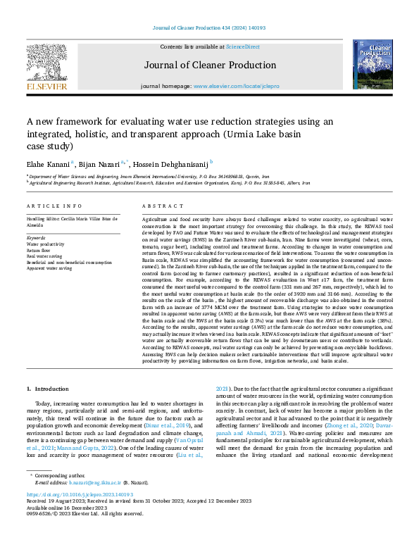 (PDF) A new framework for evaluating water use reduction strategies ...