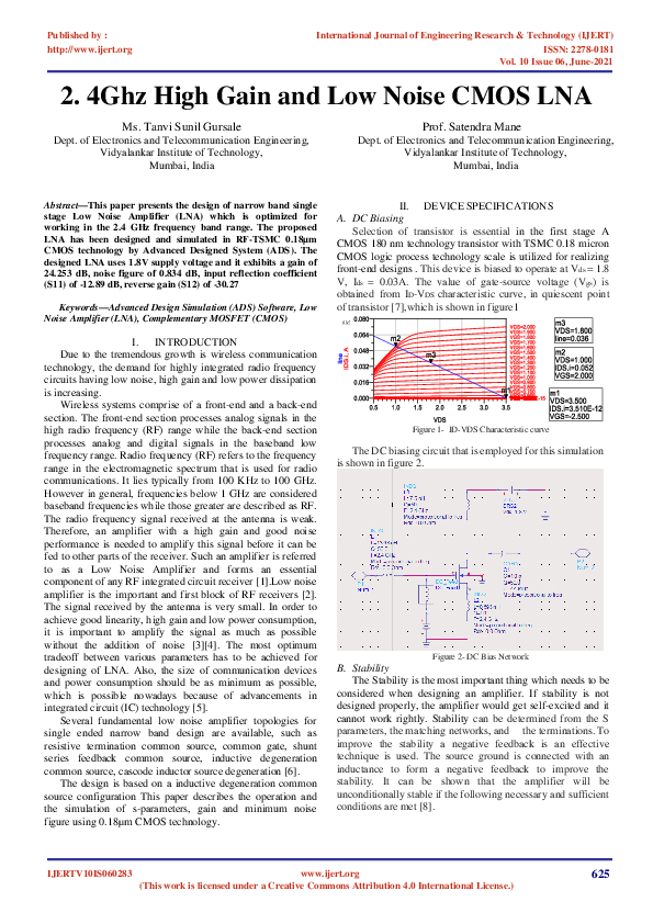 (PDF) 2. 4Ghz High Gain and Low Noise CMOS LNA