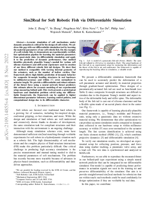 (PDF) Sim2Real for Soft Robotic Fish via Differentiable Simulation