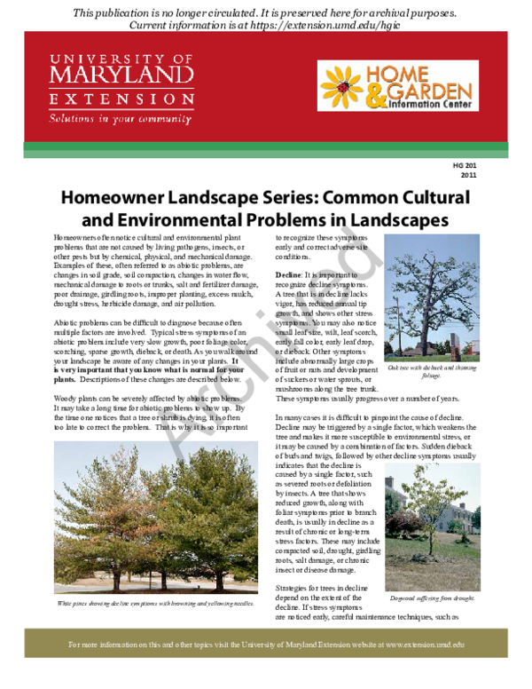 (PDF) Homeowner Landscape Series: Common Cultural and Environmental ...