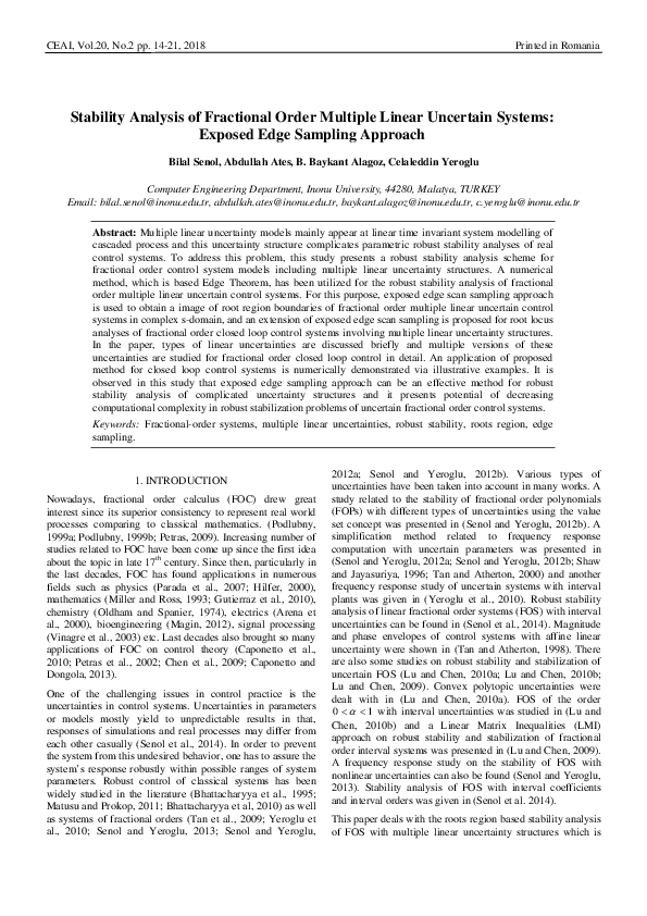 (PDF) Stability Analysis of Fractional Order Multiple Linear Uncertain Systems: Exposed Edge ...