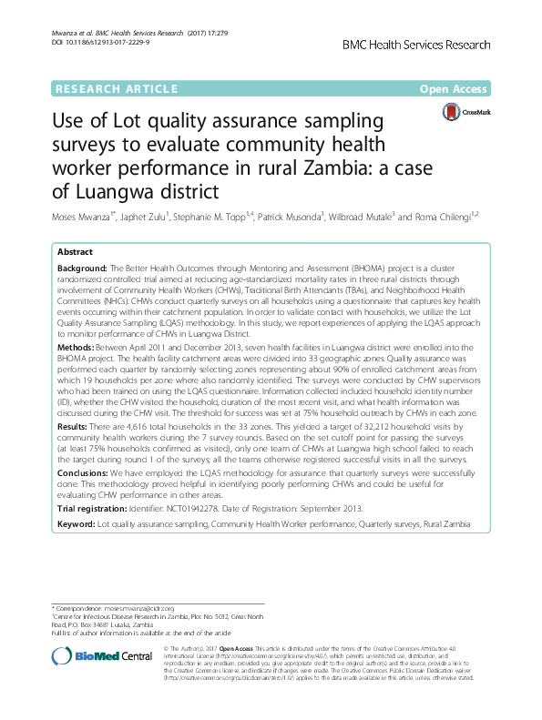 (PDF) Use of Lot quality assurance sampling surveys to evaluate ...