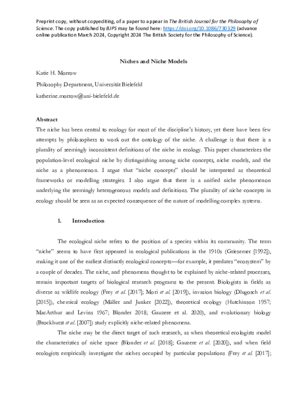 (PDF) Niches and Niche Models