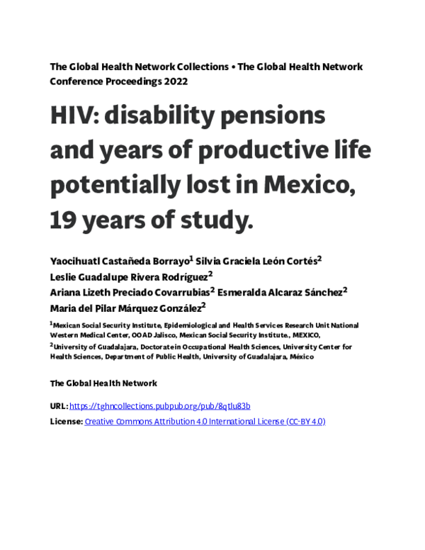 (PDF) HIV: disability pensions and years of productive life potentially ...