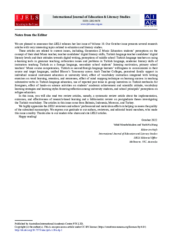 (PDF) Notes from the editor