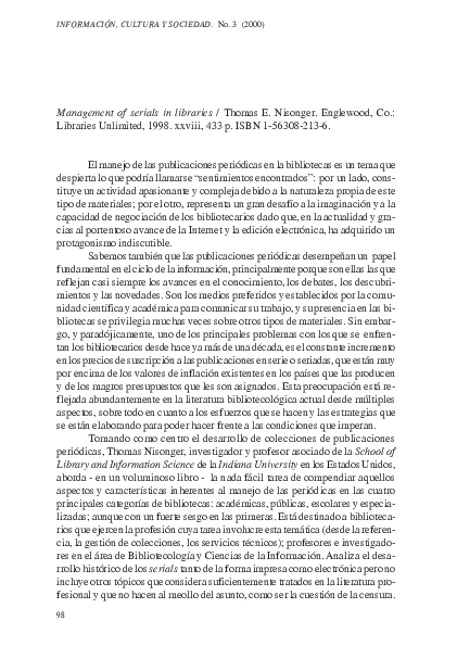 (PDF) Management of serials in libraries