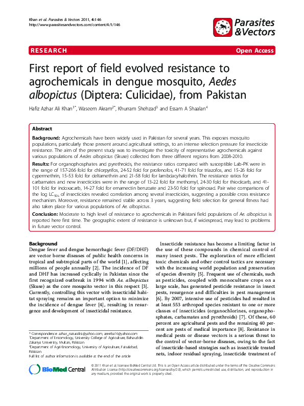(PDF) First report of field evolved resistance to agrochemicals in ...