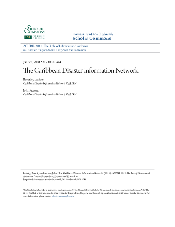 (PDF) The Caribbean Disaster Information Network
