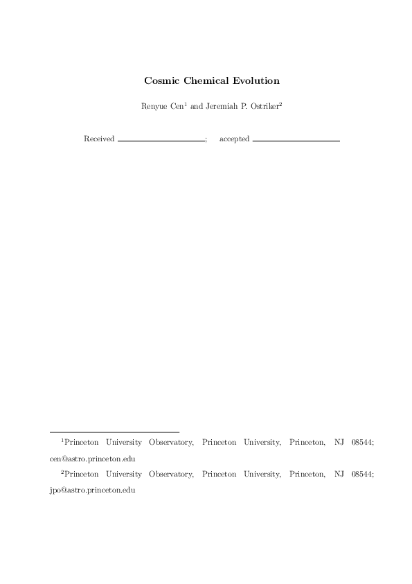 (PDF) Cosmic Chemical Evolution