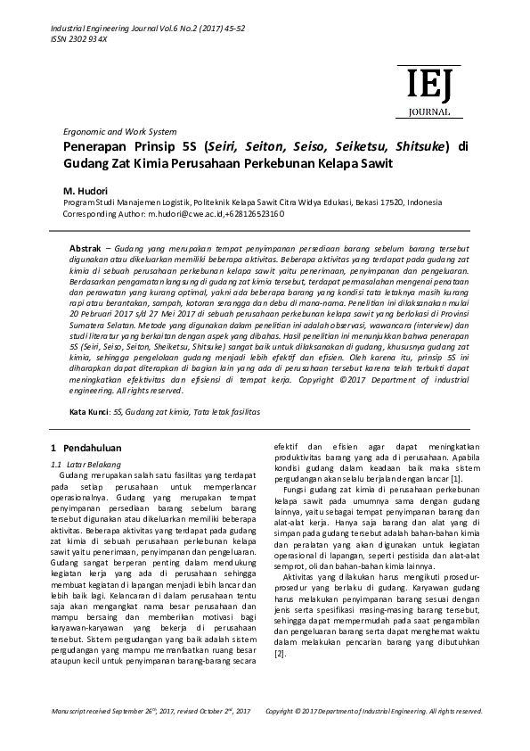 (PDF) Penerapan Prinsip 5S (Seiri, Seiton, Seiso, Seiketsu, Shitsuke ...