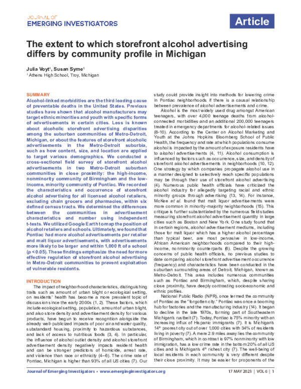 (PDF) The extent to which storefront alcohol advertising differs by ...