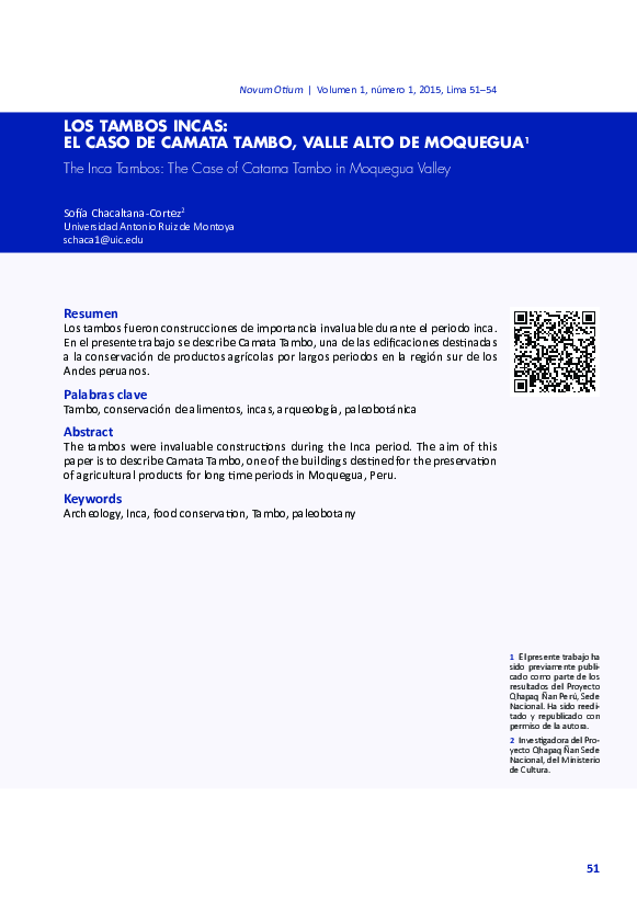(PDF) Palabras clave LOS TAMBOS INCAS: EL CASO DE CAMATA TAMBO, VALLE ...