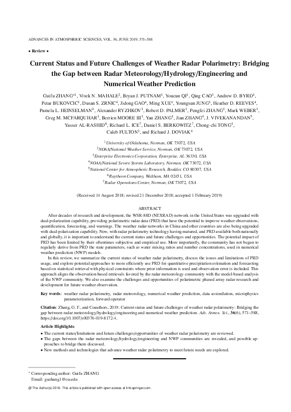 (PDF) Current Status and Future Challenges of Weather Radar Polarimetry ...