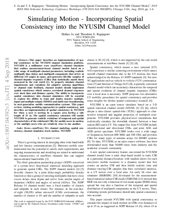 (PDF) Simulating Motion - Incorporating Spatial Consistency into the ...