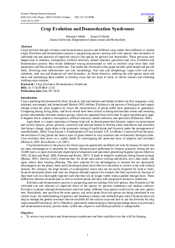(PDF) Crop Evolution and Domestication Syndromes