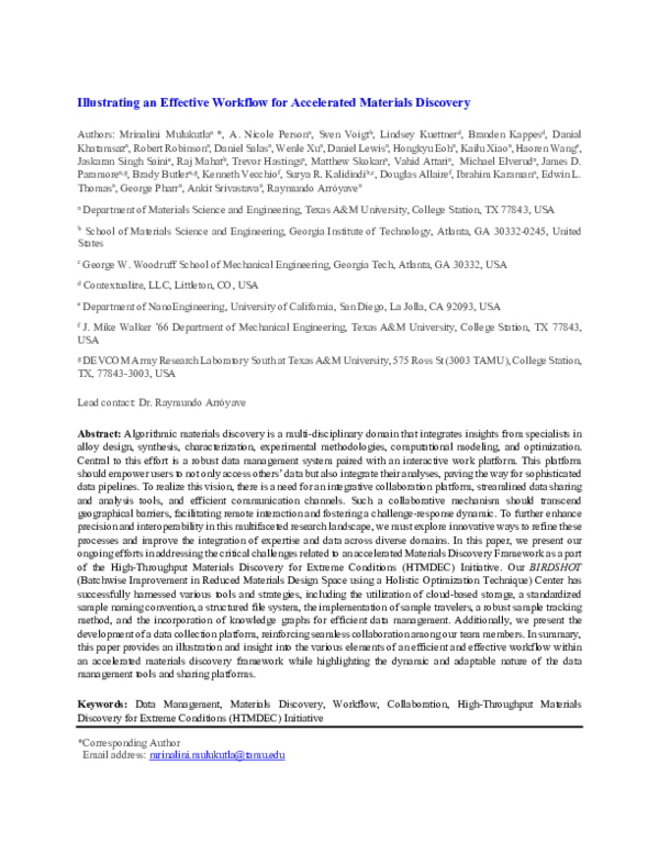 (PDF) Illustrating an Effective Workflow for Accelerated Materials ...