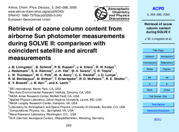 (PDF) Retrieval of ozone column content from airborne Sun photometer ...