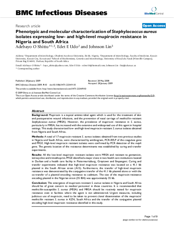 Pdf Phenotypic And Molecular Characterization Of Staphylococcus Aureus Isolates Expressing Low