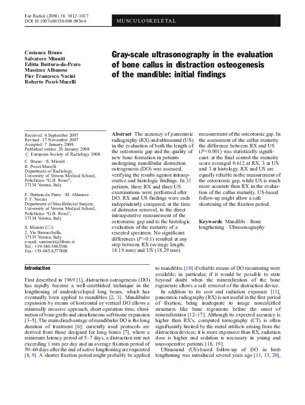 (PDF) Gray-scale ultrasonography in the evaluation of bone callus in ...