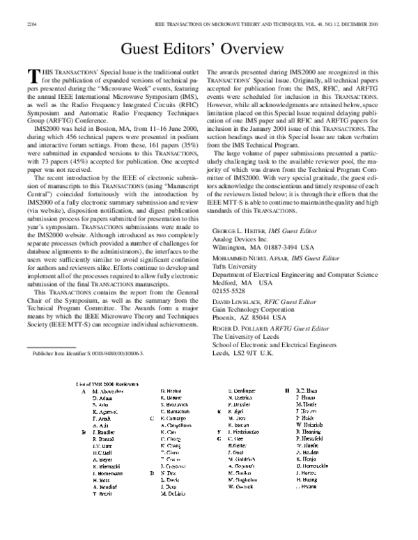 (PDF) Guest editors' overview