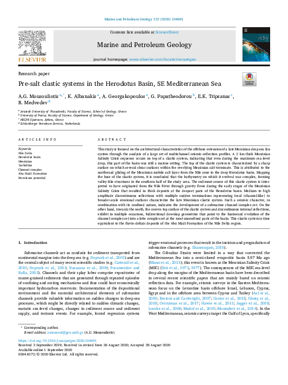 (PDF) Pre-salt clastic systems in the Herodotus Basin, SE Mediterranean Sea