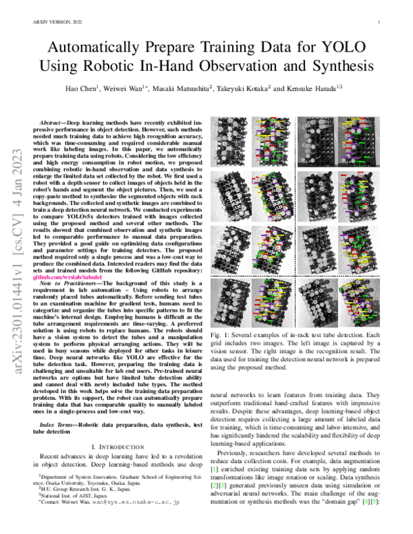 (PDF) Automatically Prepare Training Data for YOLO Using Robotic In ...