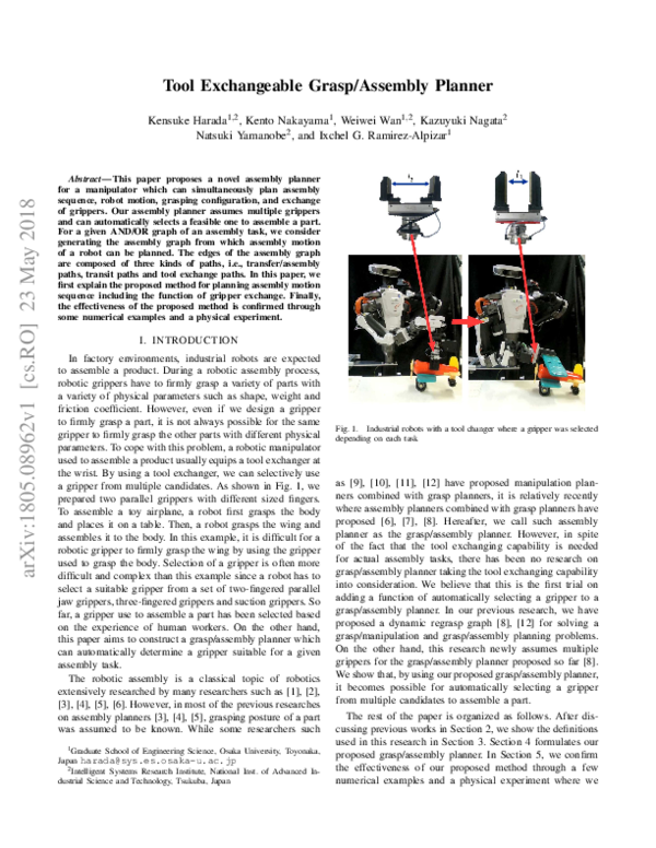 (PDF) Tool Exchangeable Grasp/Assembly Planner