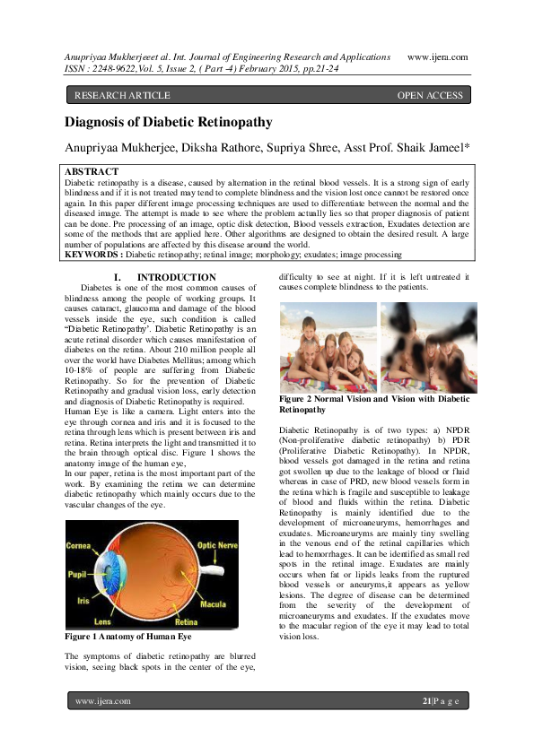 (PDF) Diagnosis of Diabetic Retinopathy