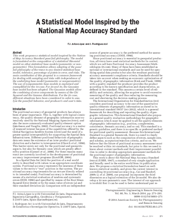 (PDF) A Statistical Model Inspired by the National Map Accuracy Standard
