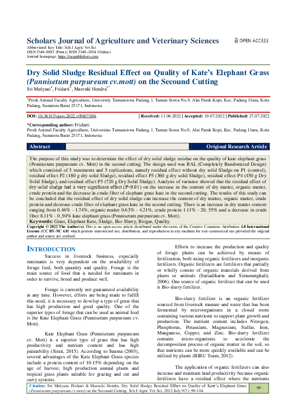 (PDF) Dry Solid Sludge Residual Effect on Quality of Kate’s Elephant ...