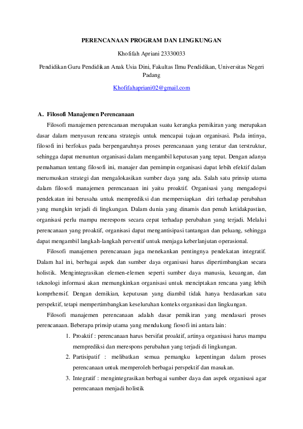 (PDF) PERENCANAAN PROGRAM DAN LINGKUNGAN