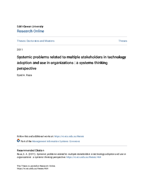 (PDF) Systemic problems related to multiple stakeholders in technology ...