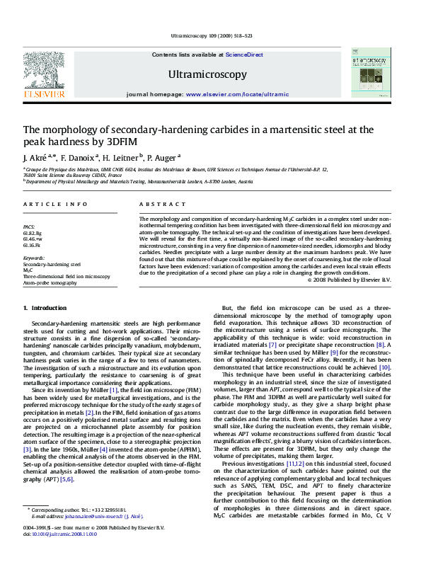 (PDF) The morphology of secondary-hardening carbides in a martensitic ...