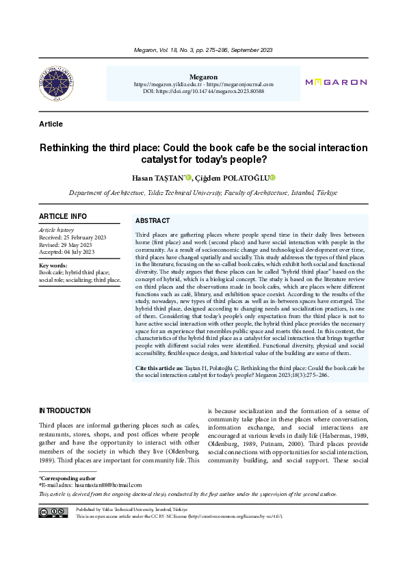 (PDF) Rethinking the third place: Could the book cafe be the social interaction catalyst for ...
