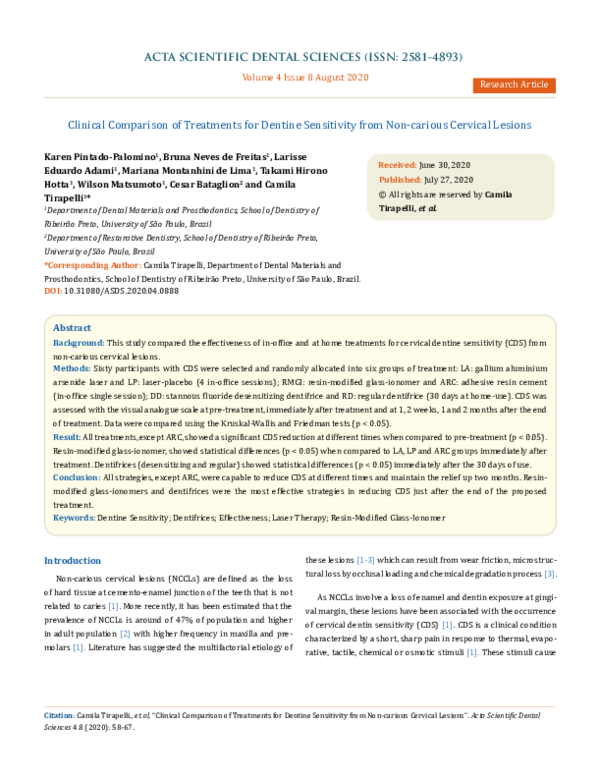 (PDF) Clinical Comparison of Treatments for Dentine Sensitivity from ...