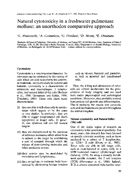 (PDF) Natural cytotoxicity in a freshwater pulmonate mollusc: an ...