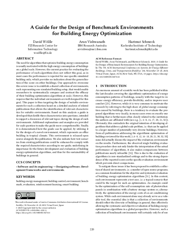 (PDF) A Guide for the Design of Benchmark Environments for Building ...