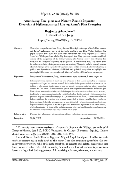 (PDF) Assimilating Foreigners into Nascent Rome’s Imperium