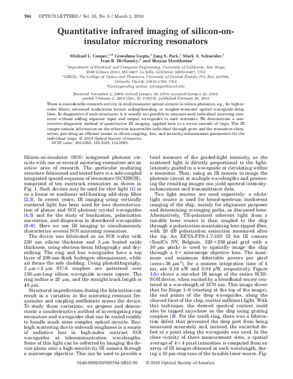 (PDF) Quantitative infrared imaging of silicon-on-insulator microring ...