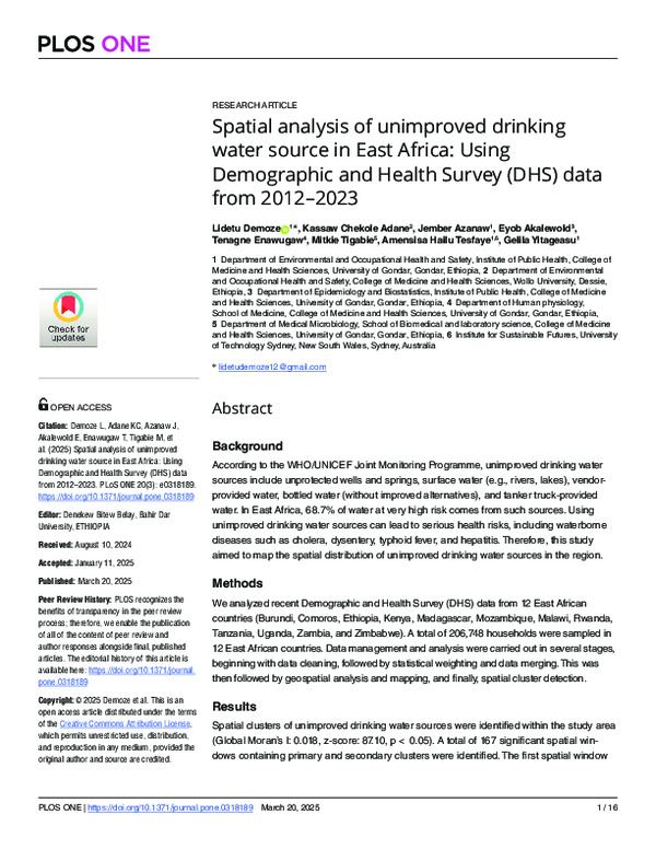 (PDF) Spatial analysis of unimproved drinking water source in East ...