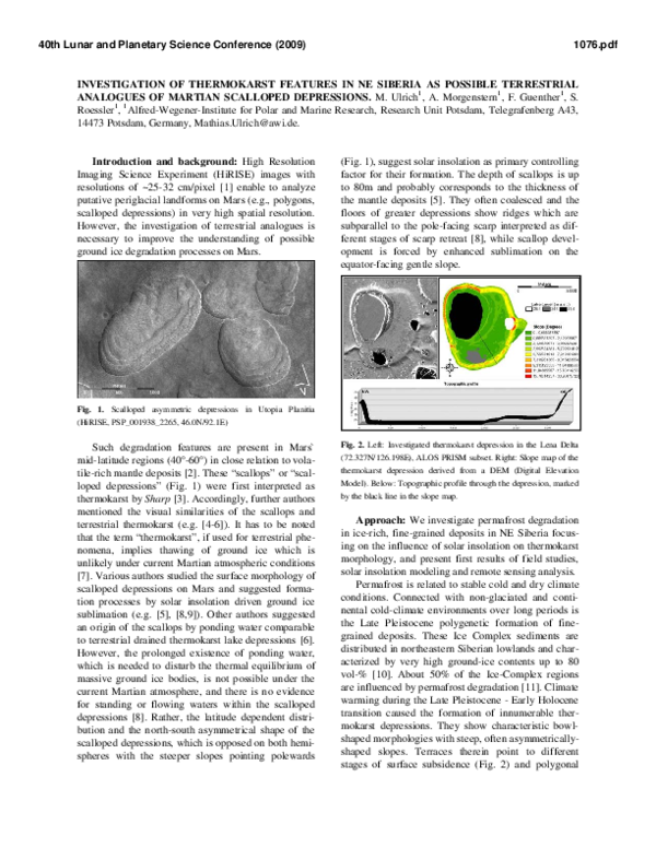 (PDF) Thermokarst lakes and ponds on Mars in the very recent (late ...