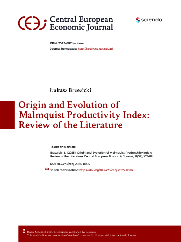 (PDF) Origin and Evolution of Malmquist Productivity Index: Review of the Literature
