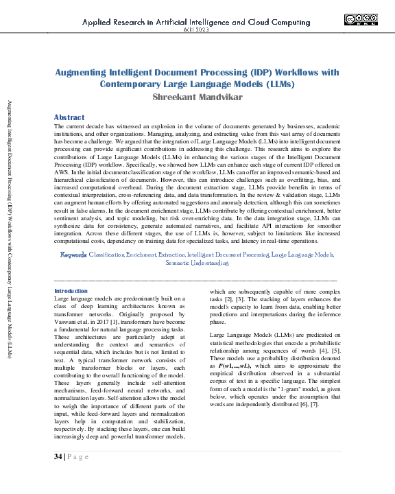 (PDF) Augmenting Intelligent Document Processing (IDP) Workflows with Contemporary Large ...