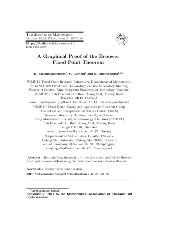 (PDF) A Graphical Proof of the Brouwer Fixed Point Theorem